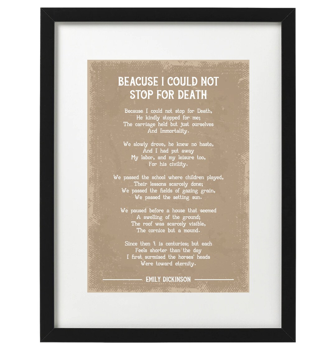 Emily Dickinson Because I Could Not Stop for Death Poem Art - Etsy