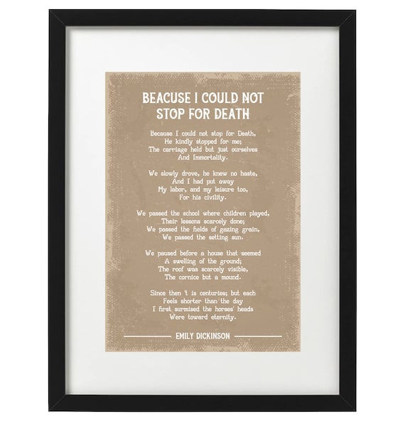 Emily Dickinson Because I Could Not Stop for Death Poem Art - Etsy
