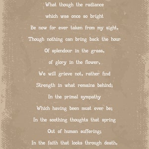 William Wordsworth Splendour in the Grass Poem Art Print - Etsy