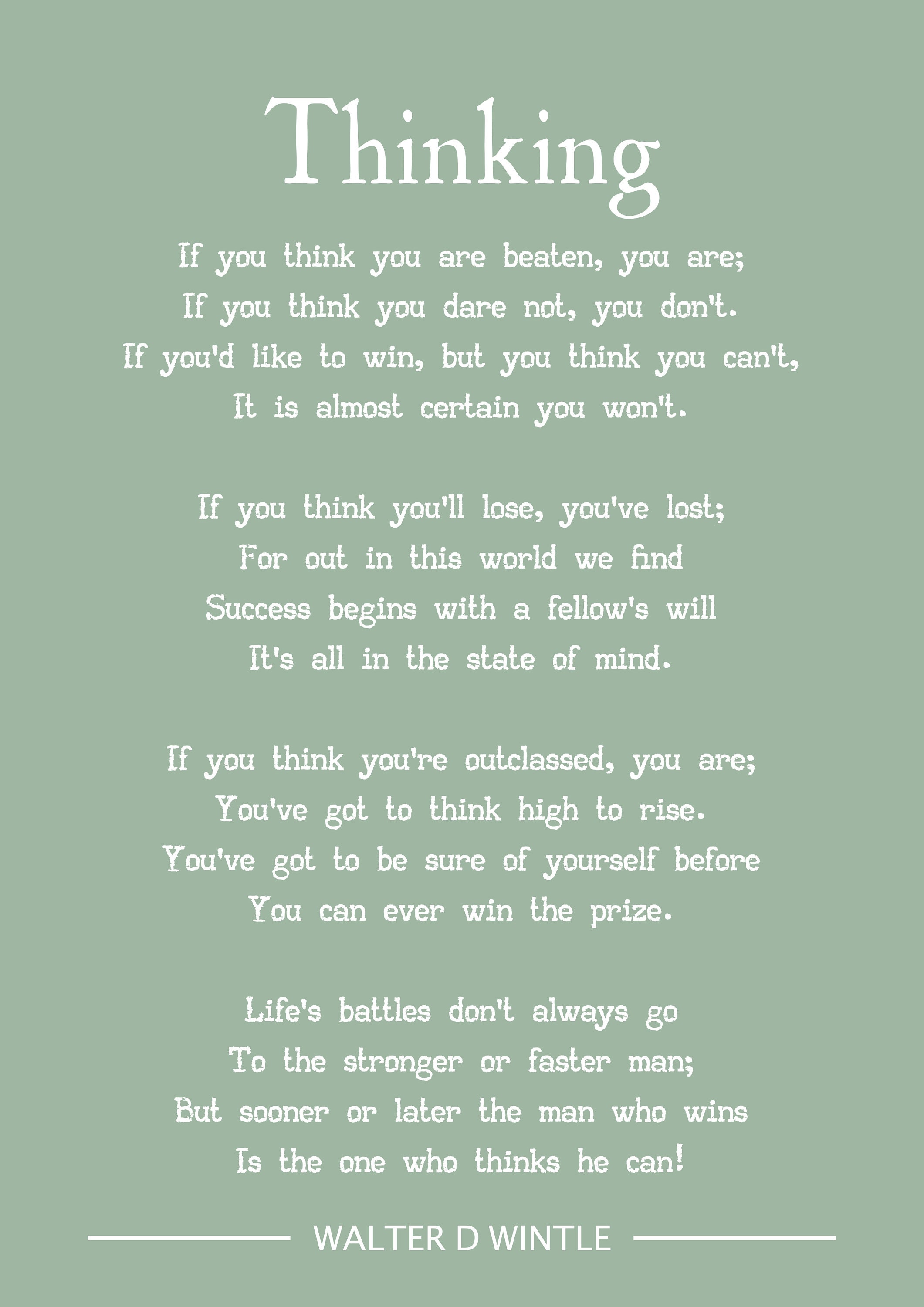 Walter D Wintle Thinking Poem Art Print - Etsy