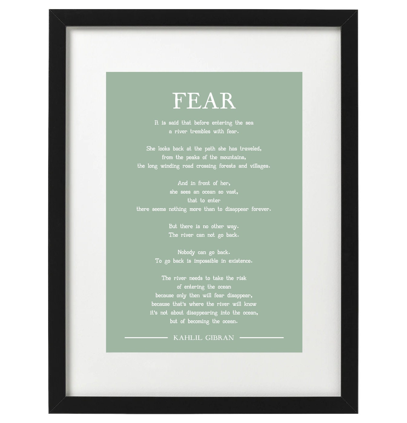 Kahlil Gibran Fear Poem Art Print - Etsy