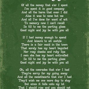 The Parting Glass Traditional Irish Song Art Print - Etsy