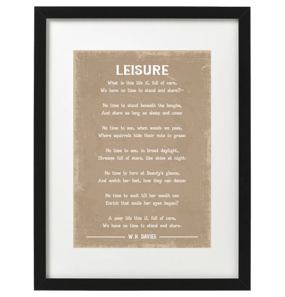 W H Davies Leisure Poem Art Print | Etsy