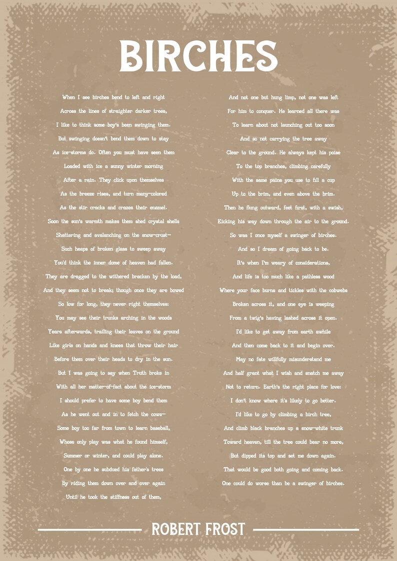 Robert Frost Birches Poem Art Print - Etsy