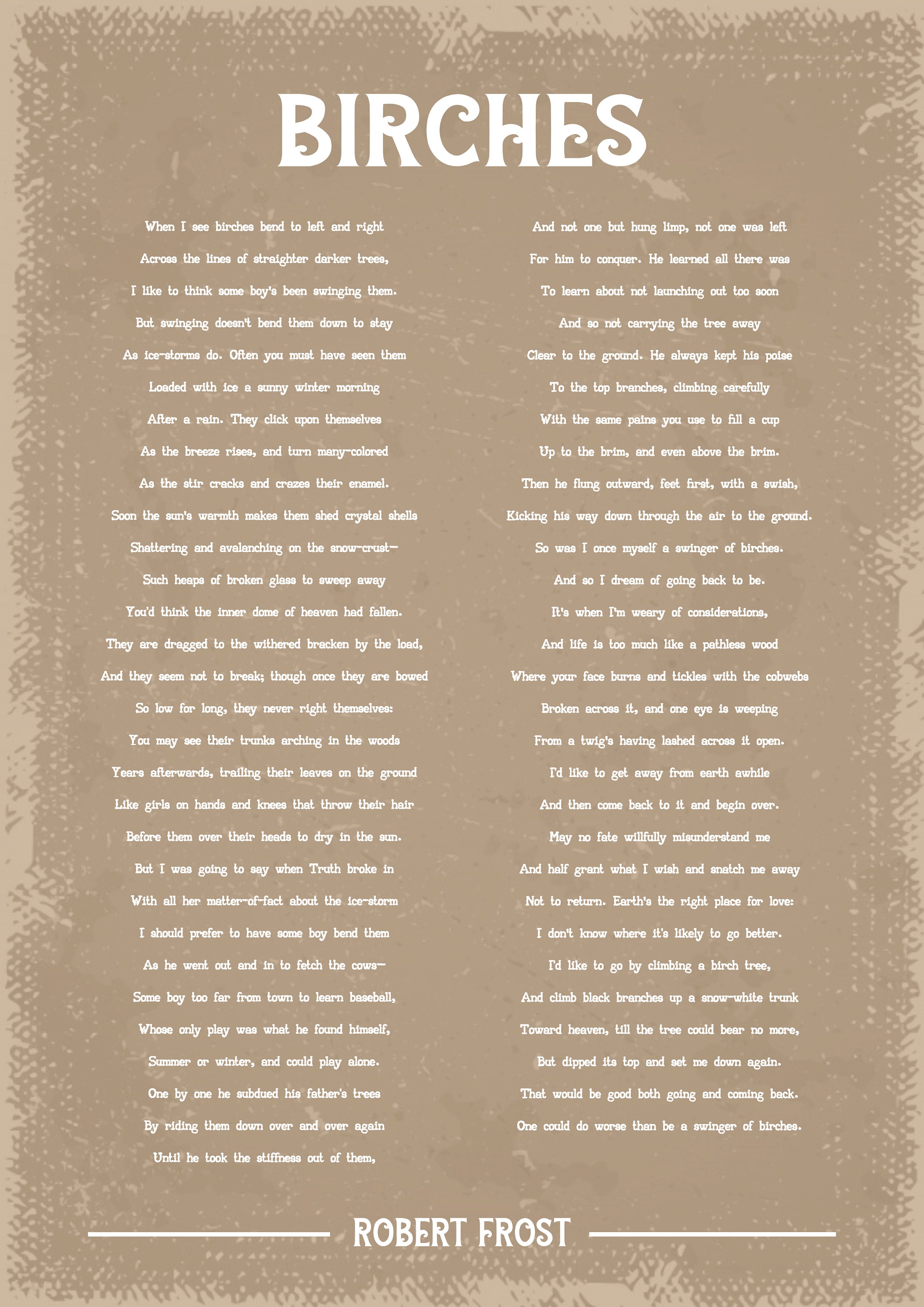 Robert Frost Birches Poem Art Print - Etsy