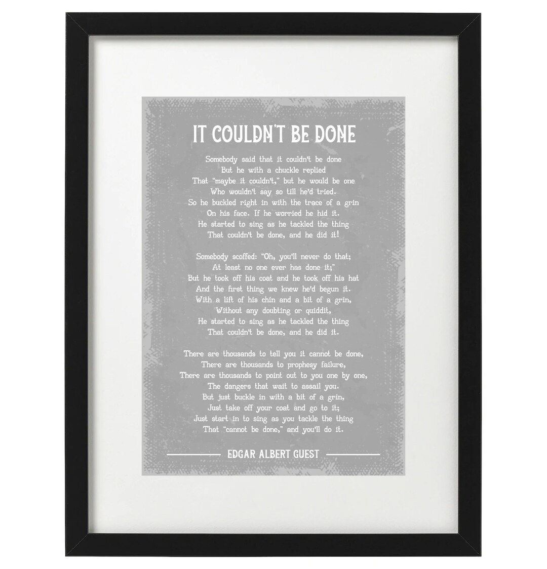 Edgar Albert Guest It Couldn't Be Done Poem Art Print - Etsy