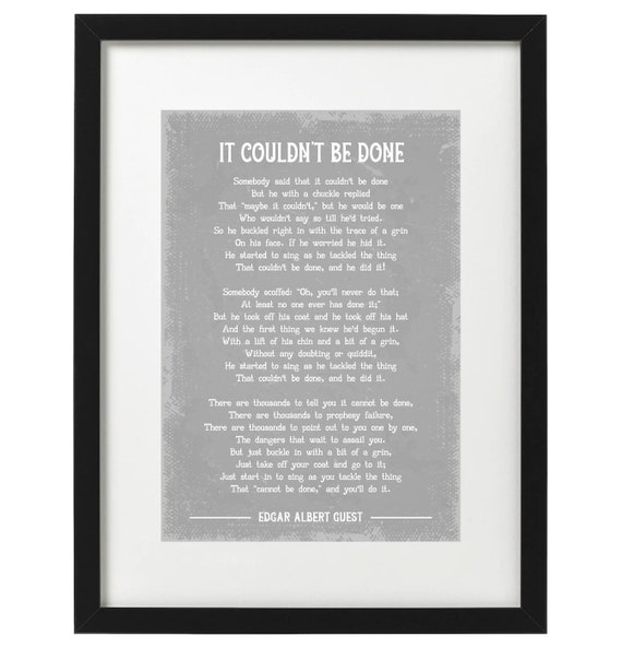Edgar Albert Guest It Couldn't Be Done Poem Art Print | Etsy