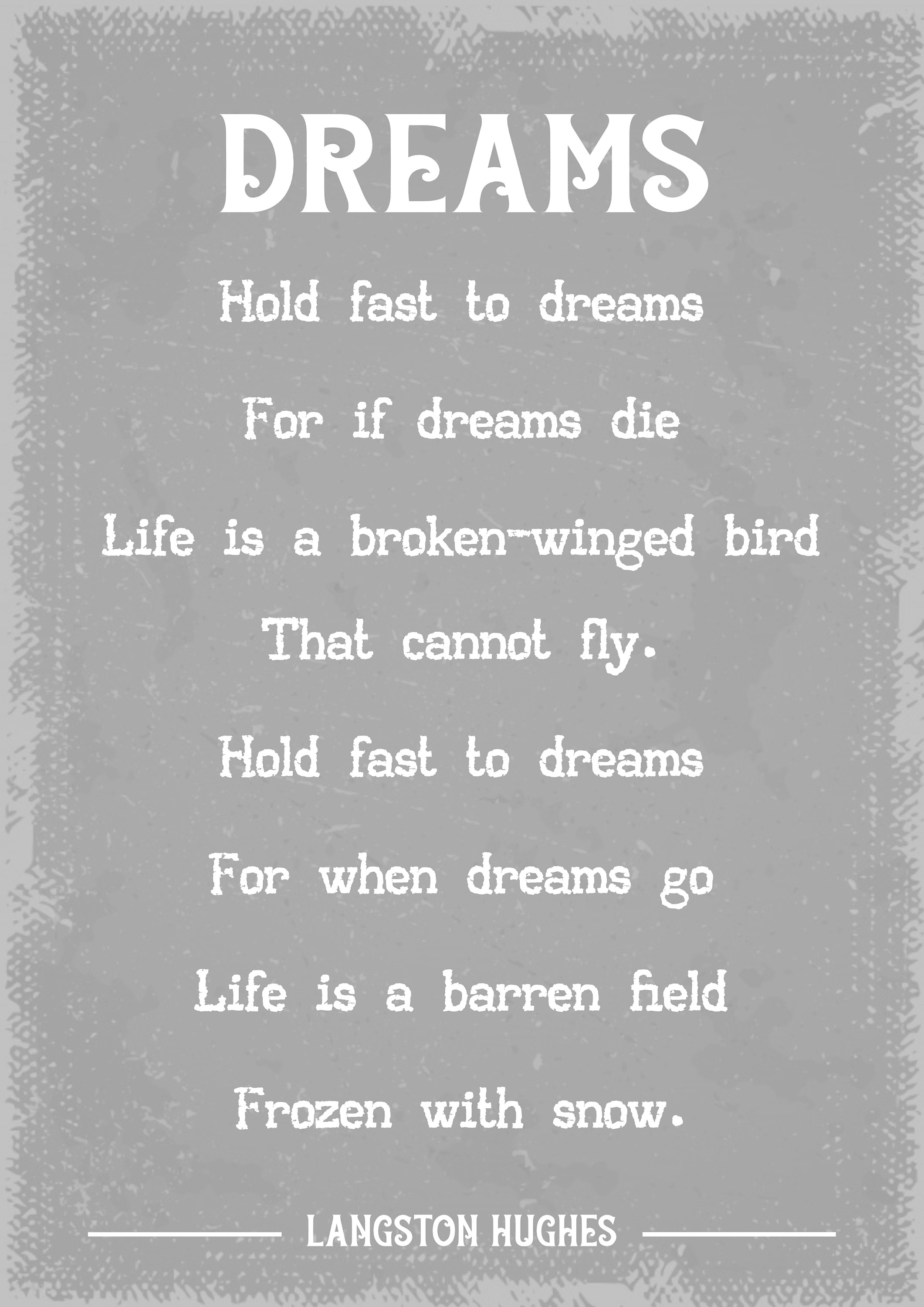 Langston Hughes Dreams Poem Art Print - Etsy