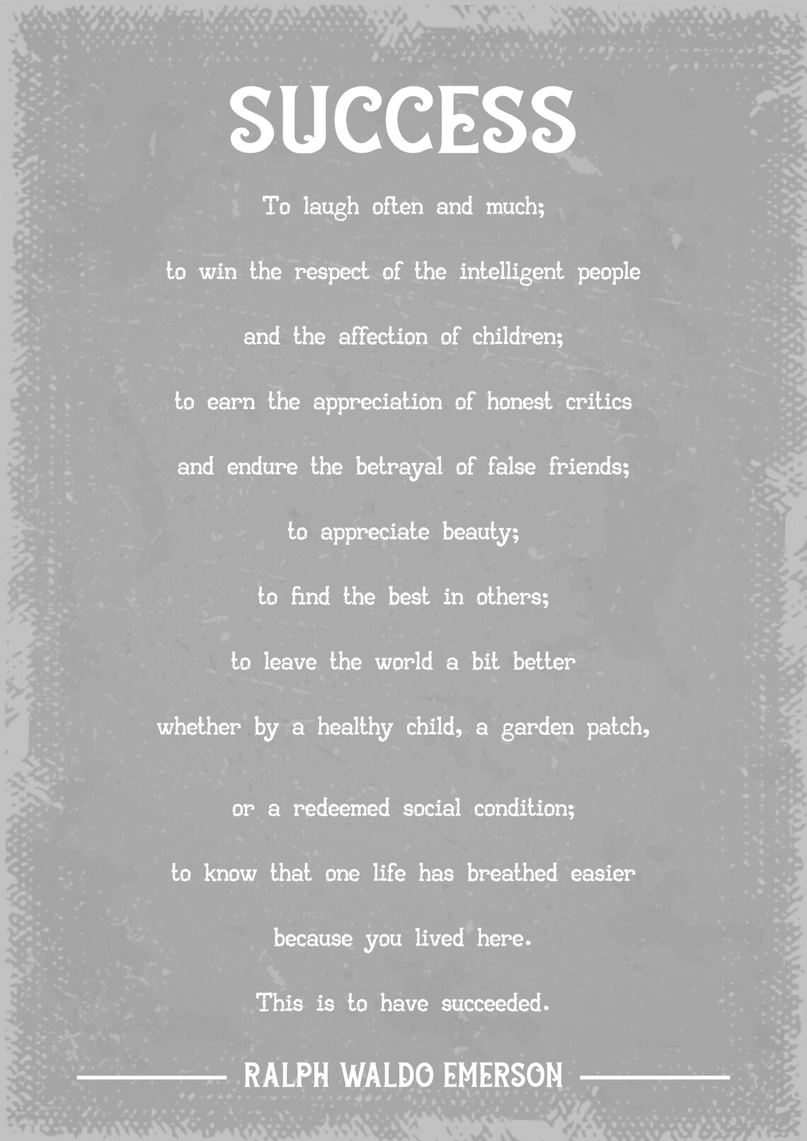 Ralph Waldo Emerson Success Poem Art Print | Etsy