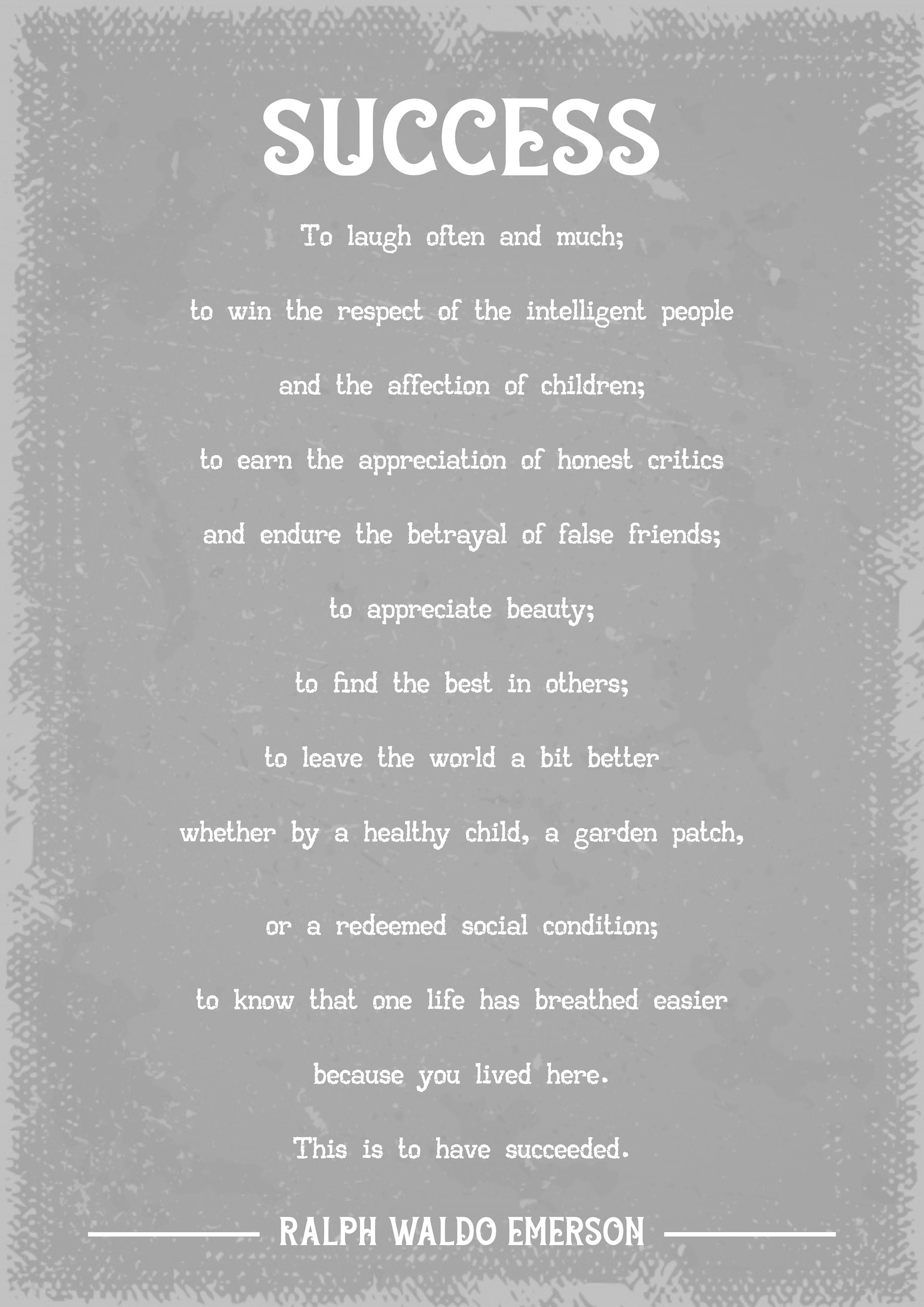 Ralph Waldo Emerson Success Poem Art Print - Etsy