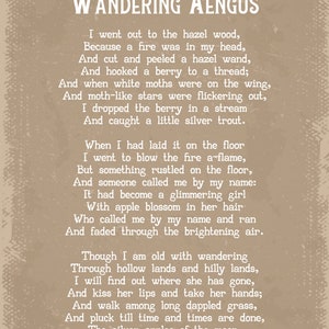 W B Yeats the Song of Wandering Aengus Poem Art Print - Etsy