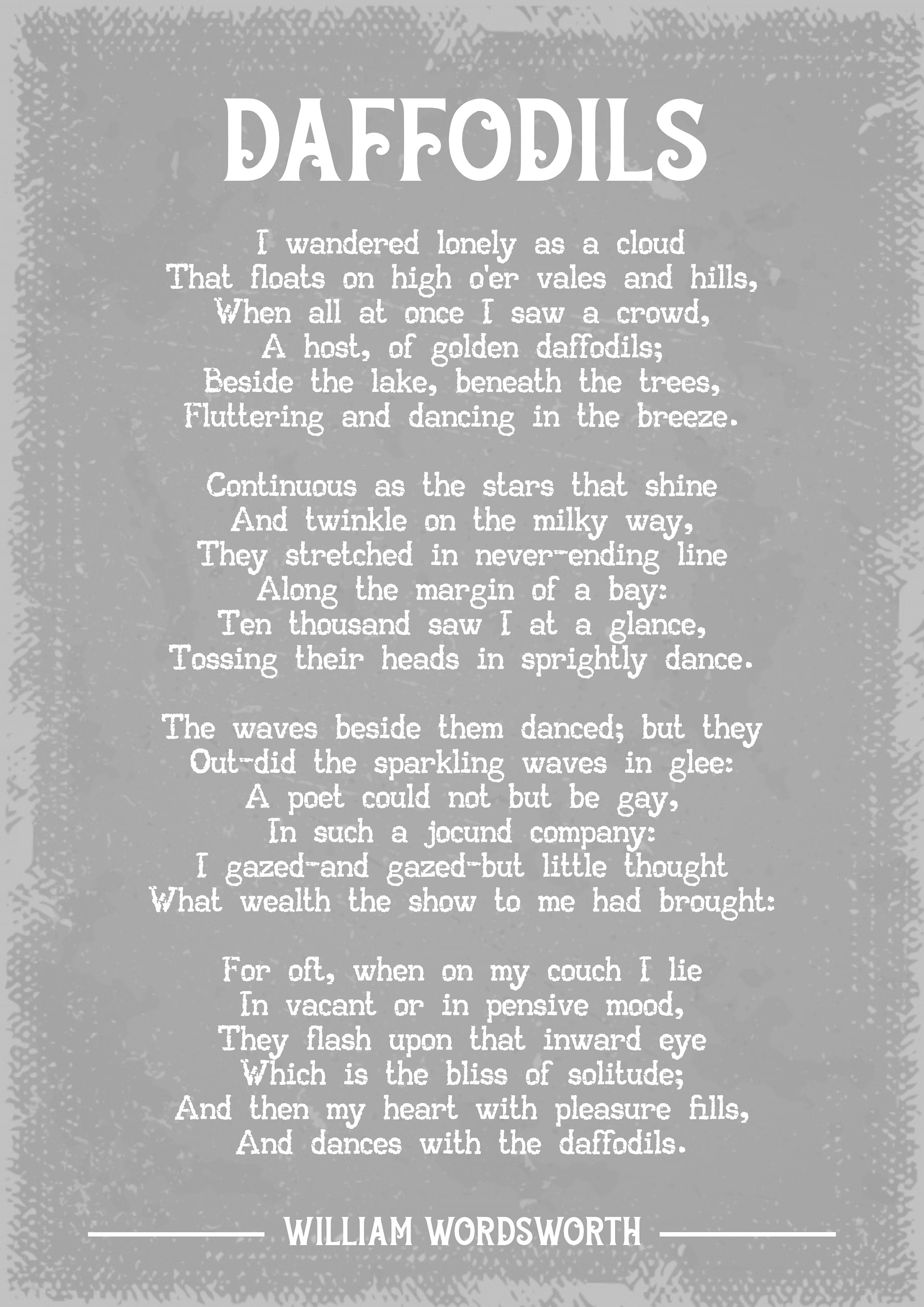 William Wordsworth Daffodils Poem Art Print - Etsy