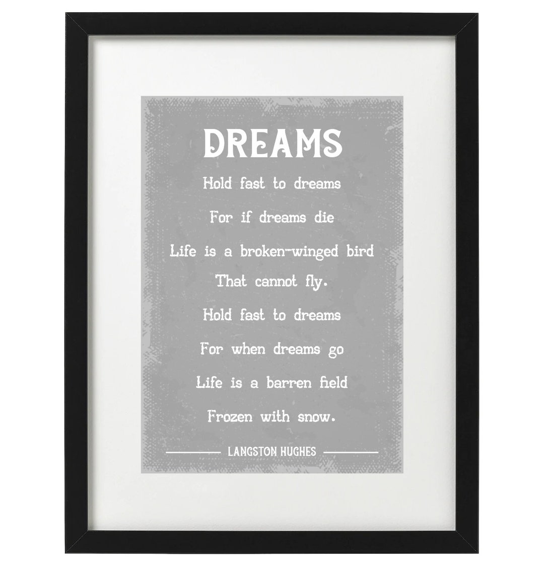 Langston Hughes Dreams Poem Art Print - Etsy