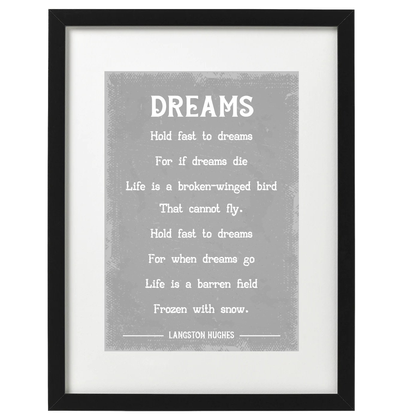 Langston Hughes Dreams Poem Art Print - Etsy
