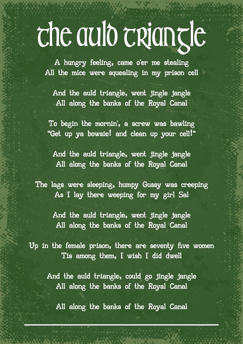 The Auld Triangle Irish Song Art Print - Etsy UK
