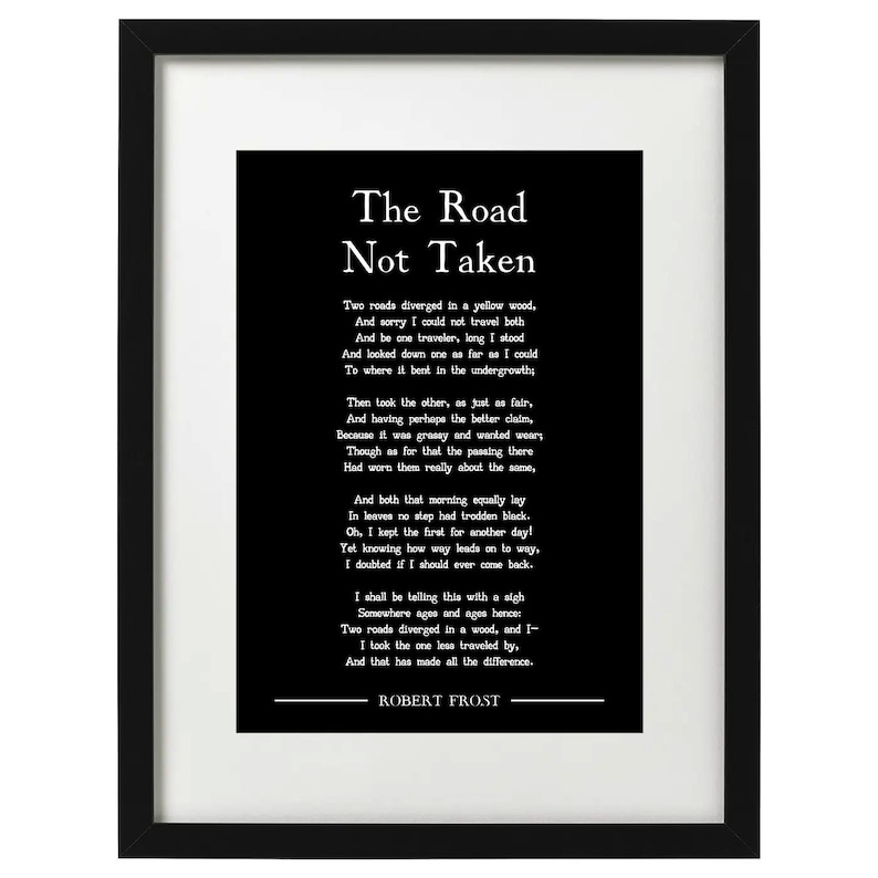 Robert Frost the Road Not Taken Poem Art Print - Etsy