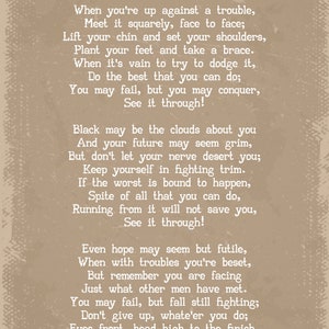 Edgar Albert Guest See It Through Poem Art Print - Etsy UK