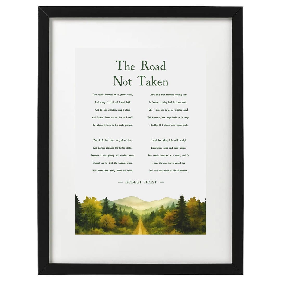 Robert Frost the Road Not Taken Poem Art Print - Etsy