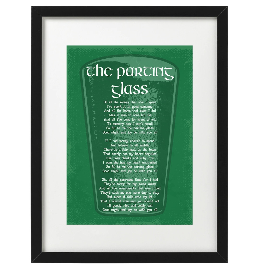 The Parting Glass Traditional Irish Song Art Print - Etsy