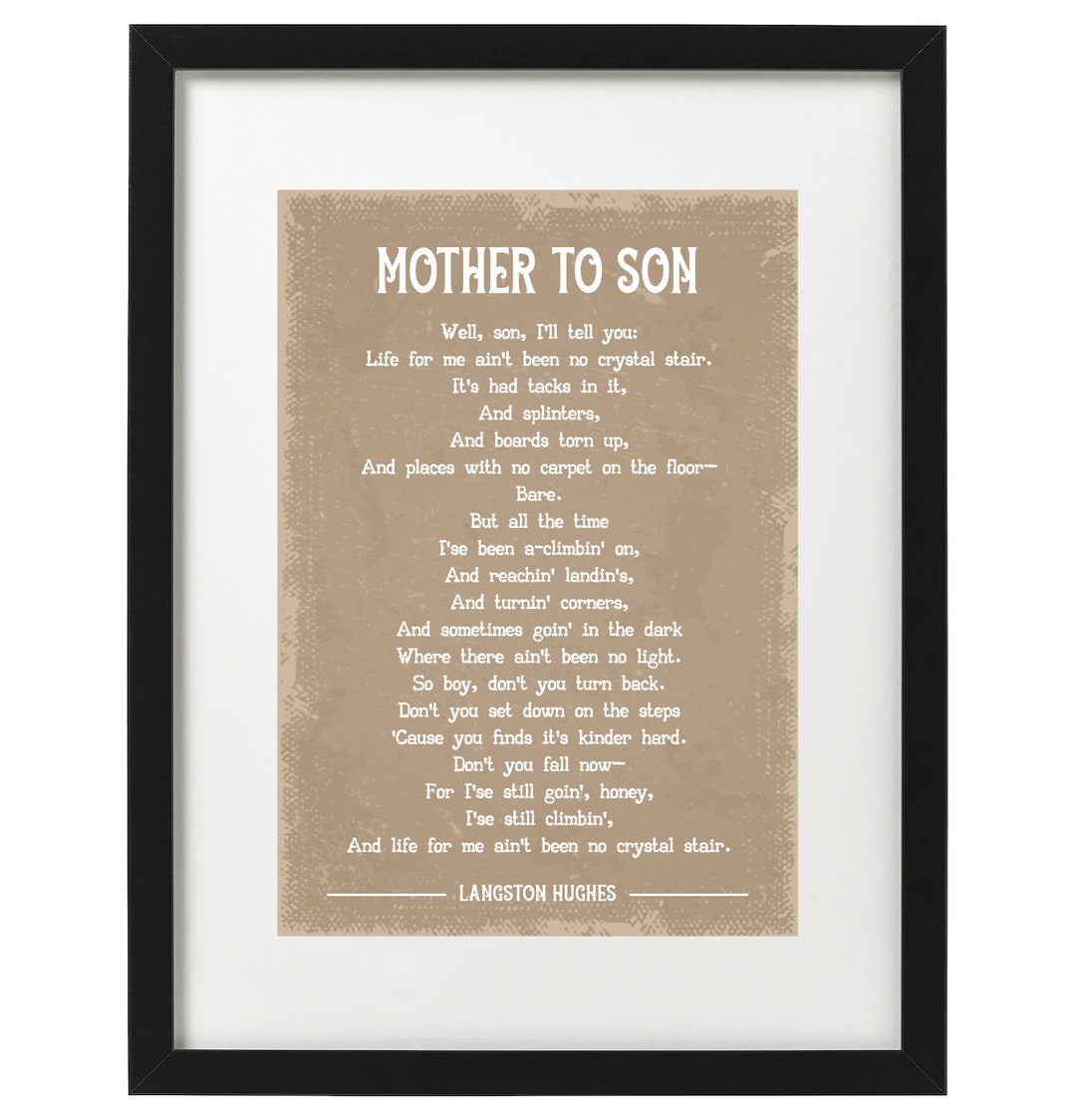 Langston Hughes Mother to Son Poem Art Print - Etsy UK
