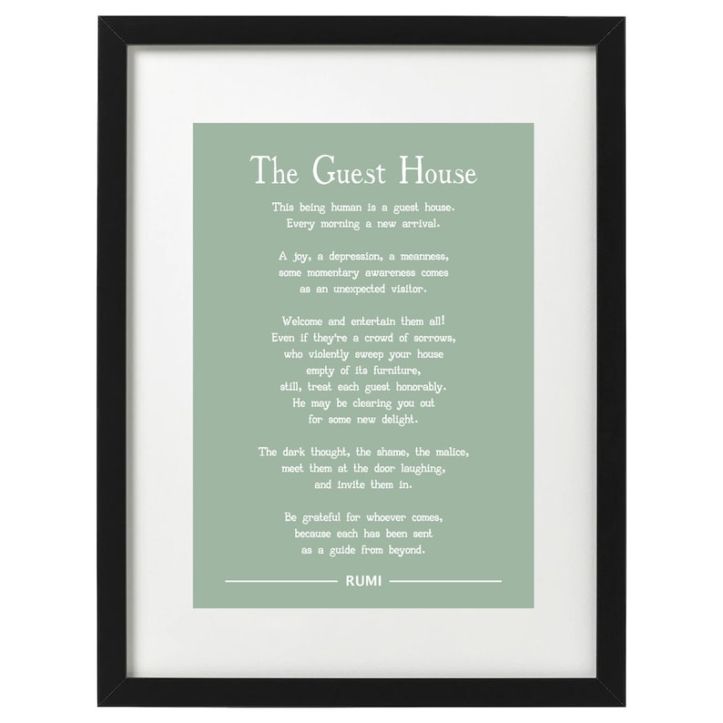 Rumi the Guest House Poem Art Print - Etsy