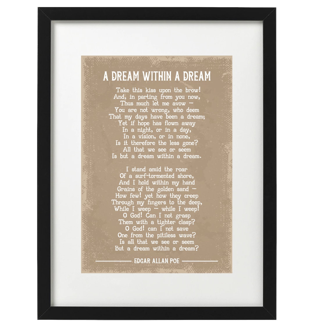 Edgar Allan Poe A Dream Within a Dream Poem Art Print - Etsy