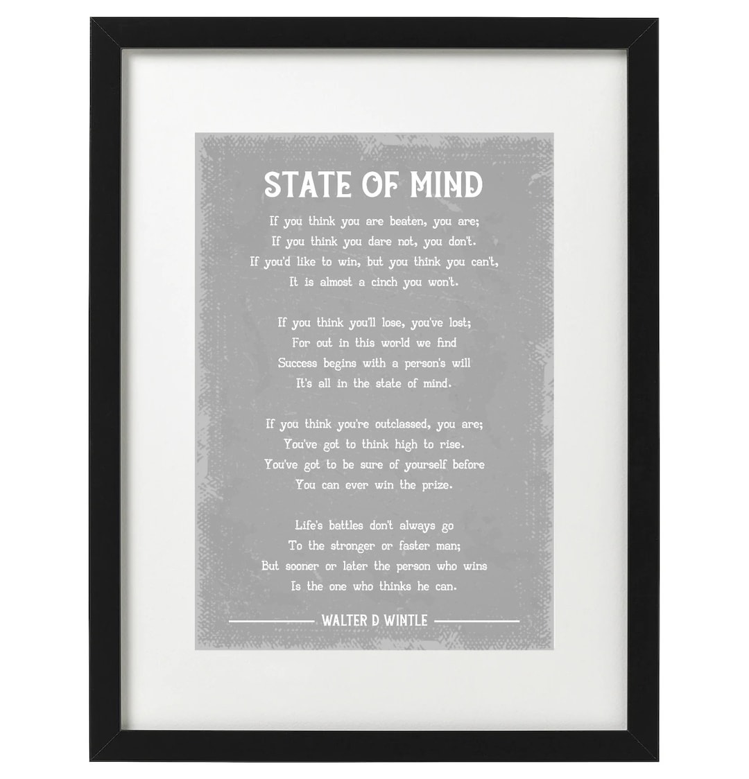 Walter D Wintle State of Mind Poem Art Print - Etsy
