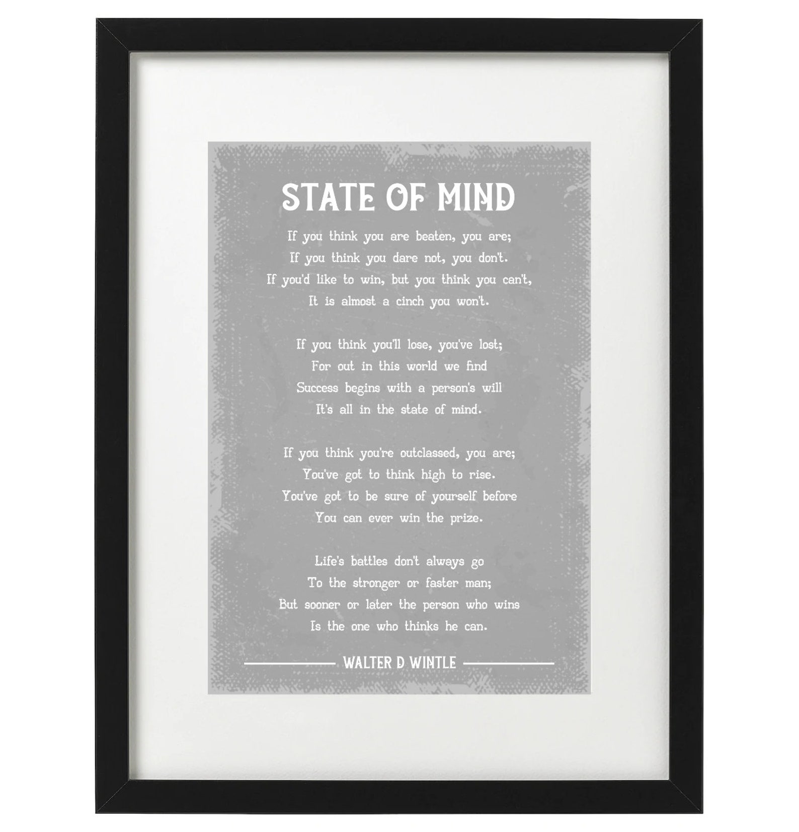 Walter D Wintle State of Mind Poem Art Print - Etsy