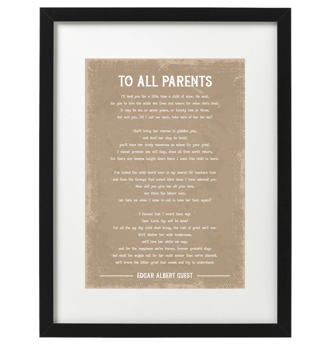 Edgar Albert Guest to All Parents Poem Art Print - Etsy