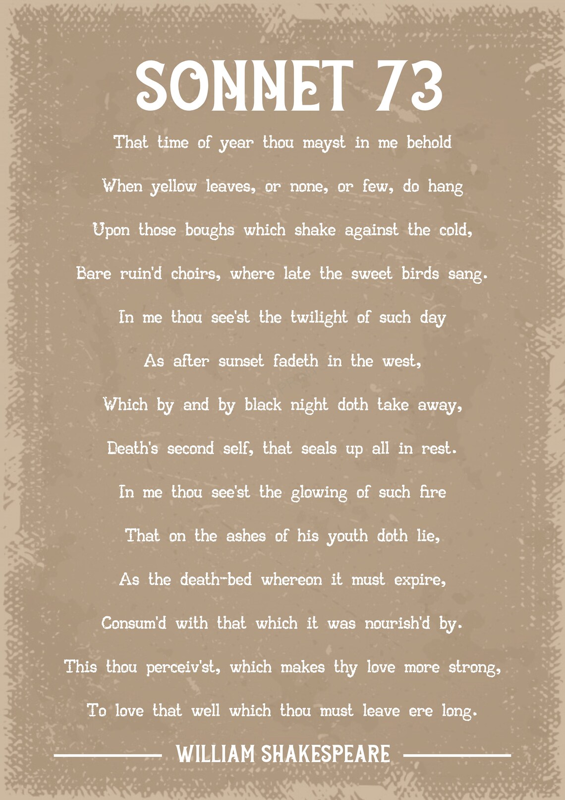 William Shakespeare Sonnet 73 Art Print - Etsy Canada