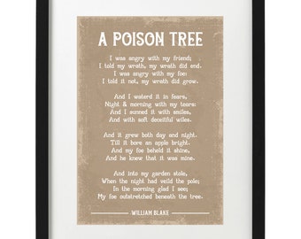 William Blake, A Poison Tree, William Blake Poem, Printable Wall Decor ...