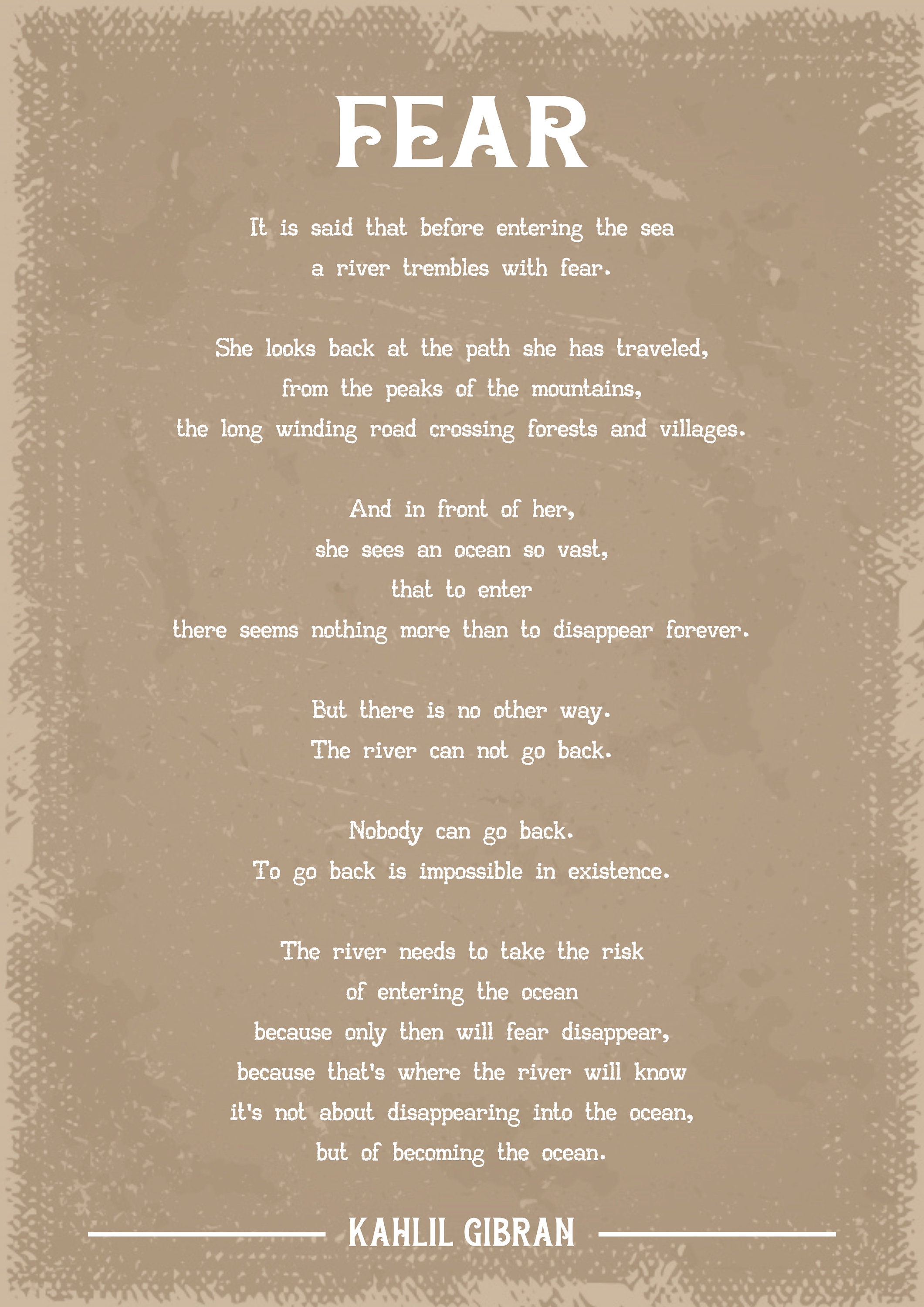 Kahlil Gibran Fear Poem Art Print - Etsy