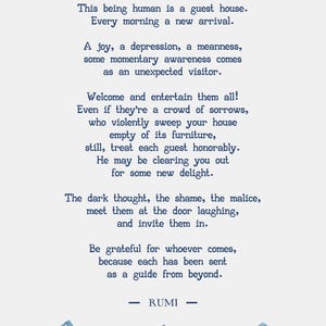 Rumi the Guest House Poem Art Print - Etsy