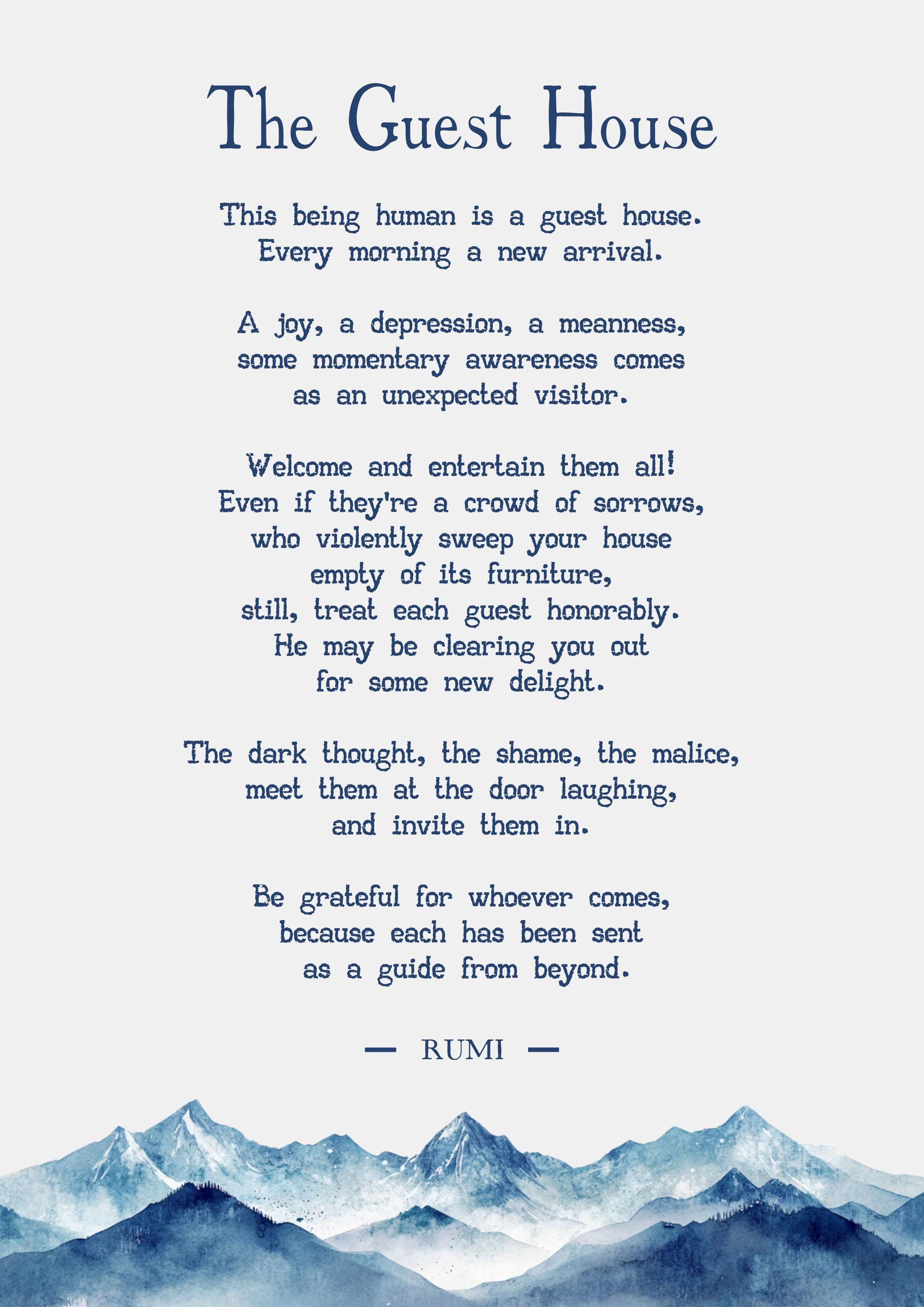 Rumi the Guest House Poem Art Print - Etsy