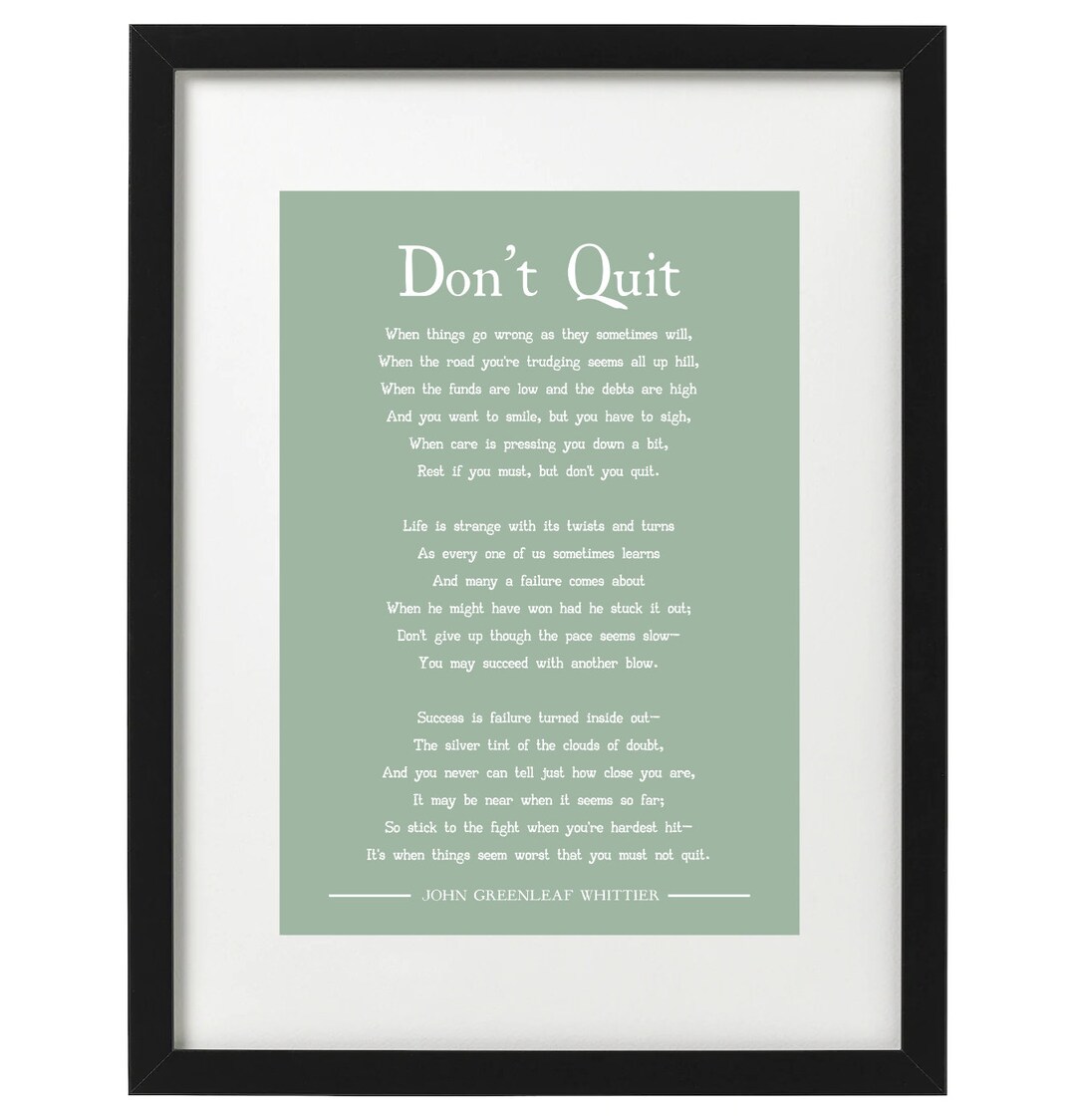 John Greenleaf Whittier Don't Quit Poem Framed - Etsy