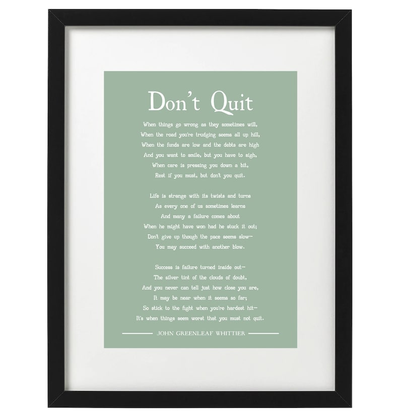 John Greenleaf Whittier Don't Quit Poem Framed - Etsy