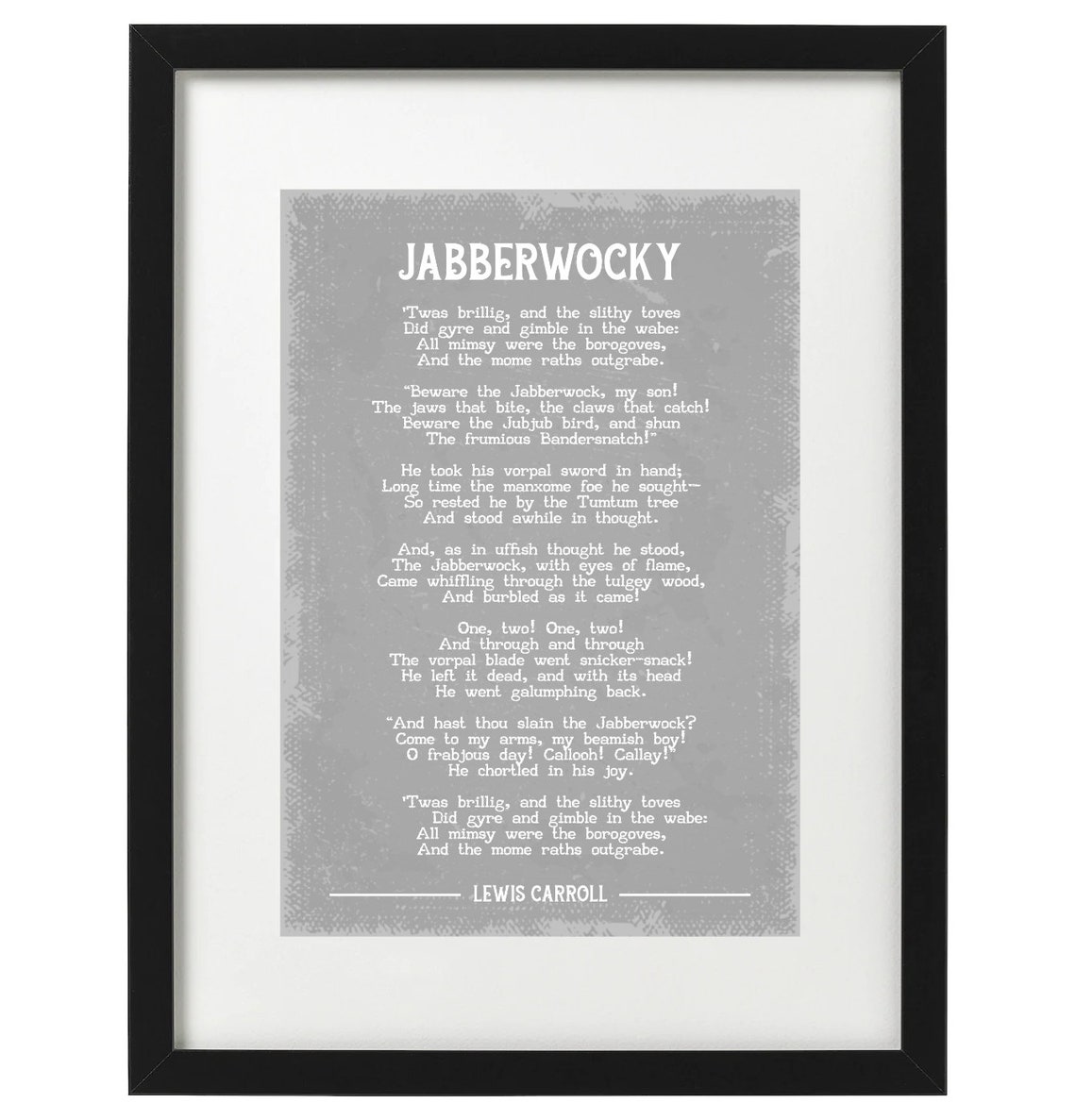 Lewis Carroll Jabberwocky Poem Art Print - Etsy