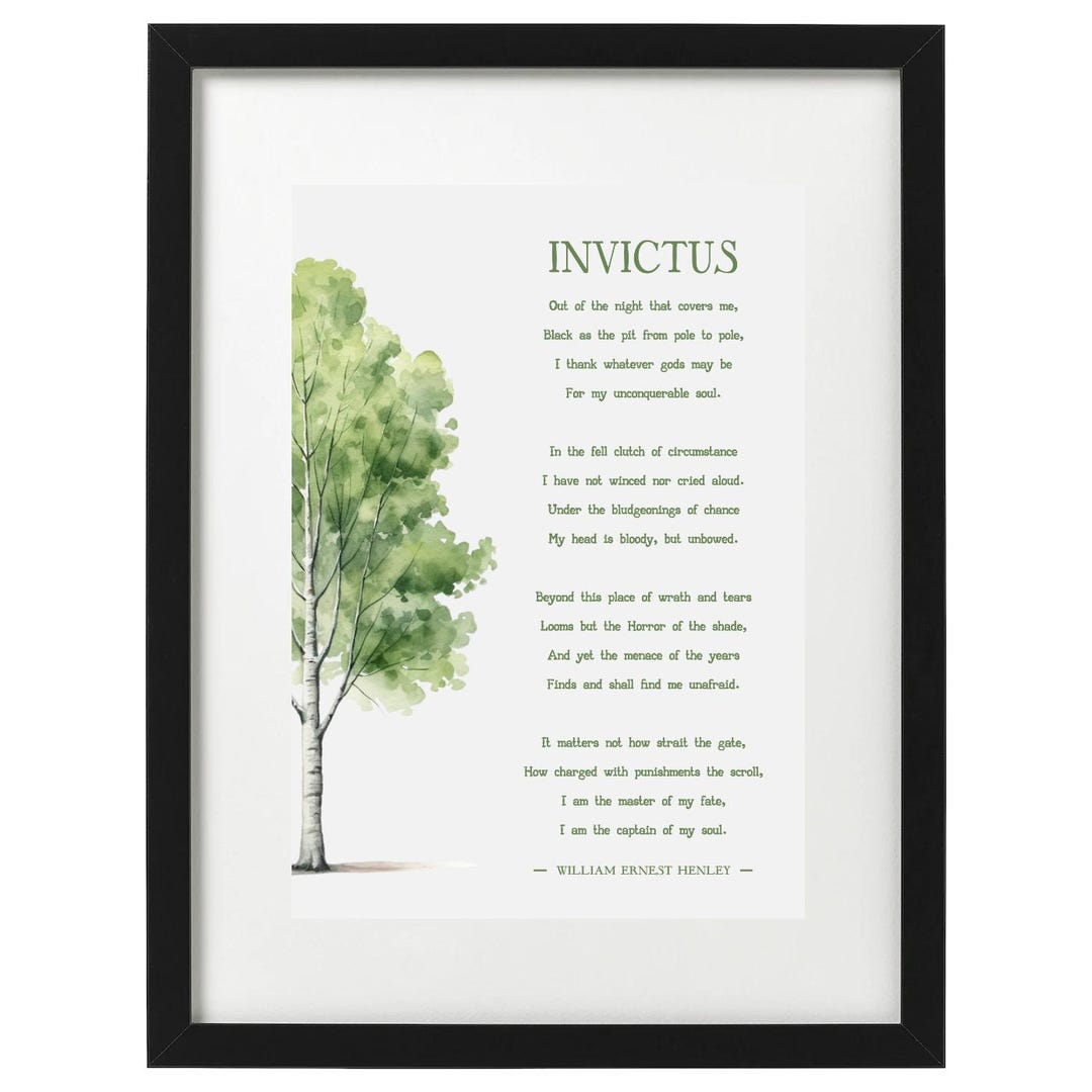 William Ernest Henley Invictus Poem Art Print - Etsy
