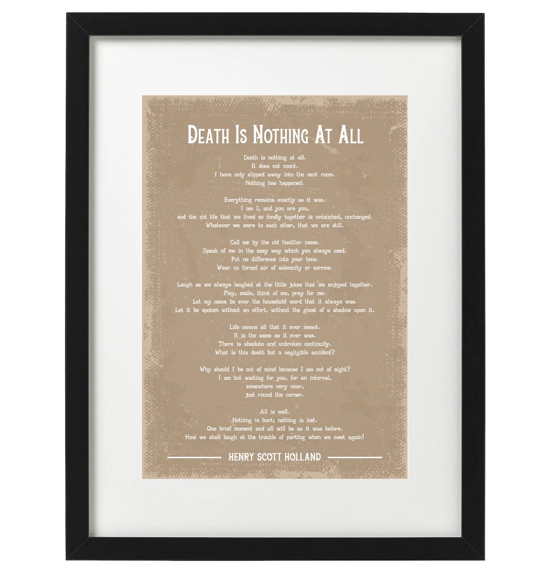 Henry Scott Holland Death is Nothing at All Poem Art Print - Etsy Ireland