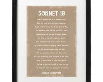 William Shakespeare Sonnet 18 poem art print | Etsy