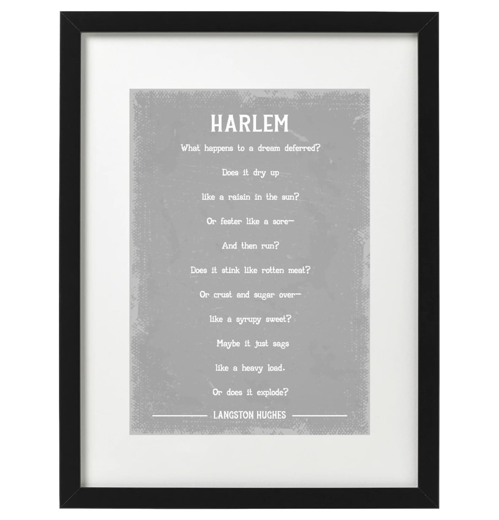 Langston Hughes Harlem Poem Art Print - Etsy UK