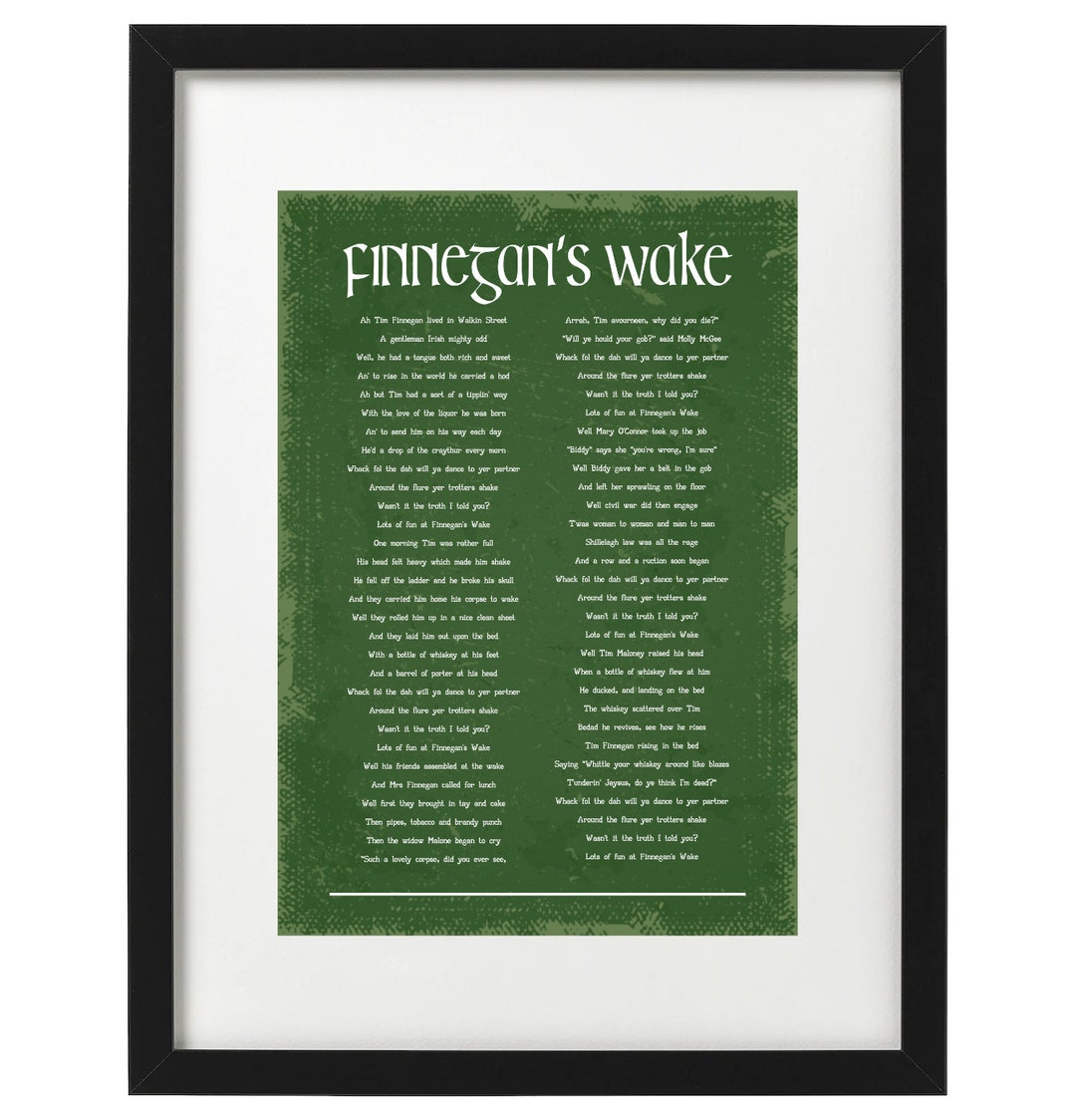 Finnegan's Wake Traditional Irish Song Art Print - Etsy