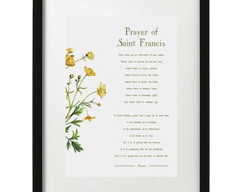 5x7 Print, St. Francis, Prayer of St. Francis, Chrisitan Decor ...
