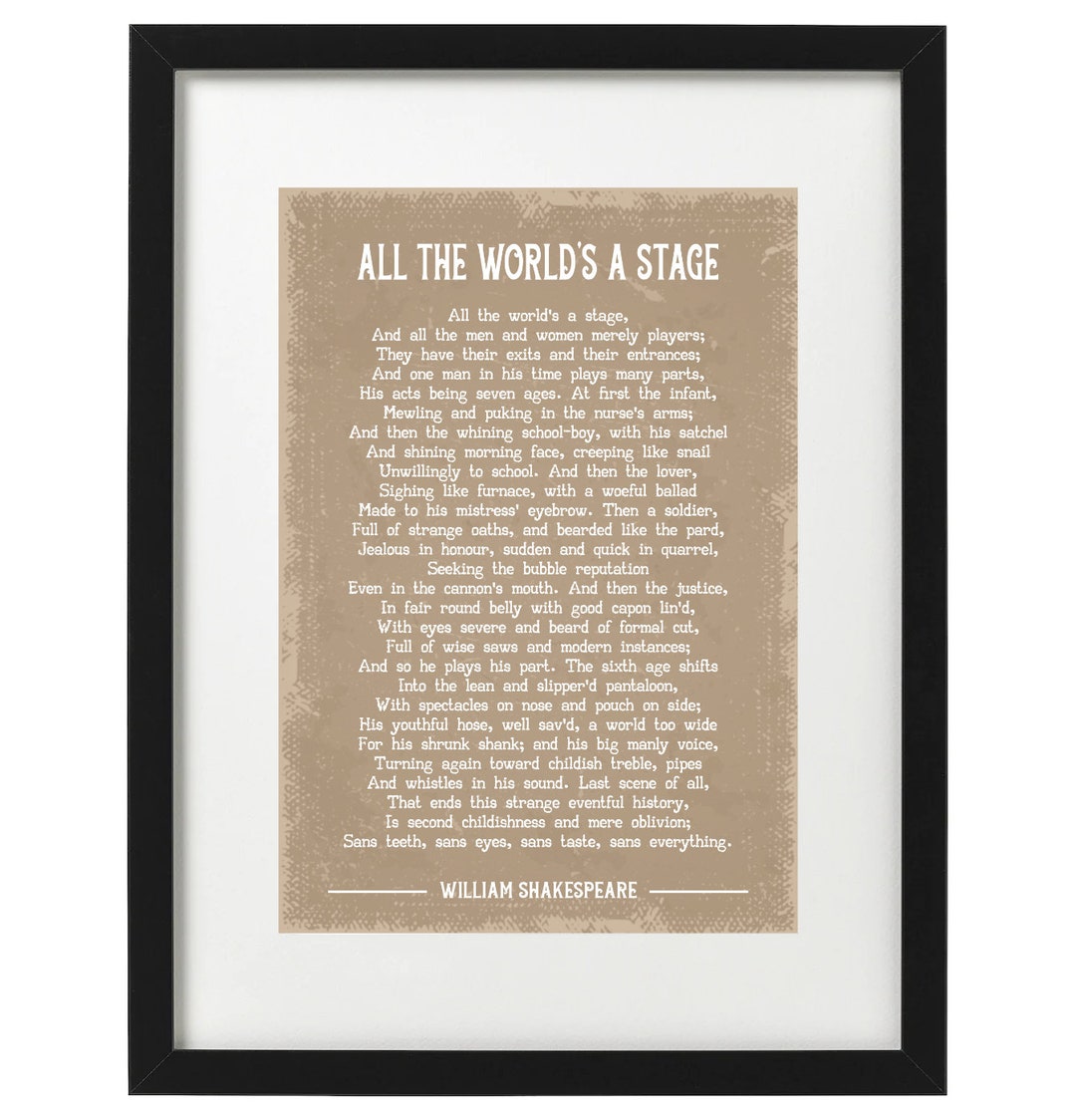 William Shakespeare All the Worlds a Stage Art Print - Etsy UK