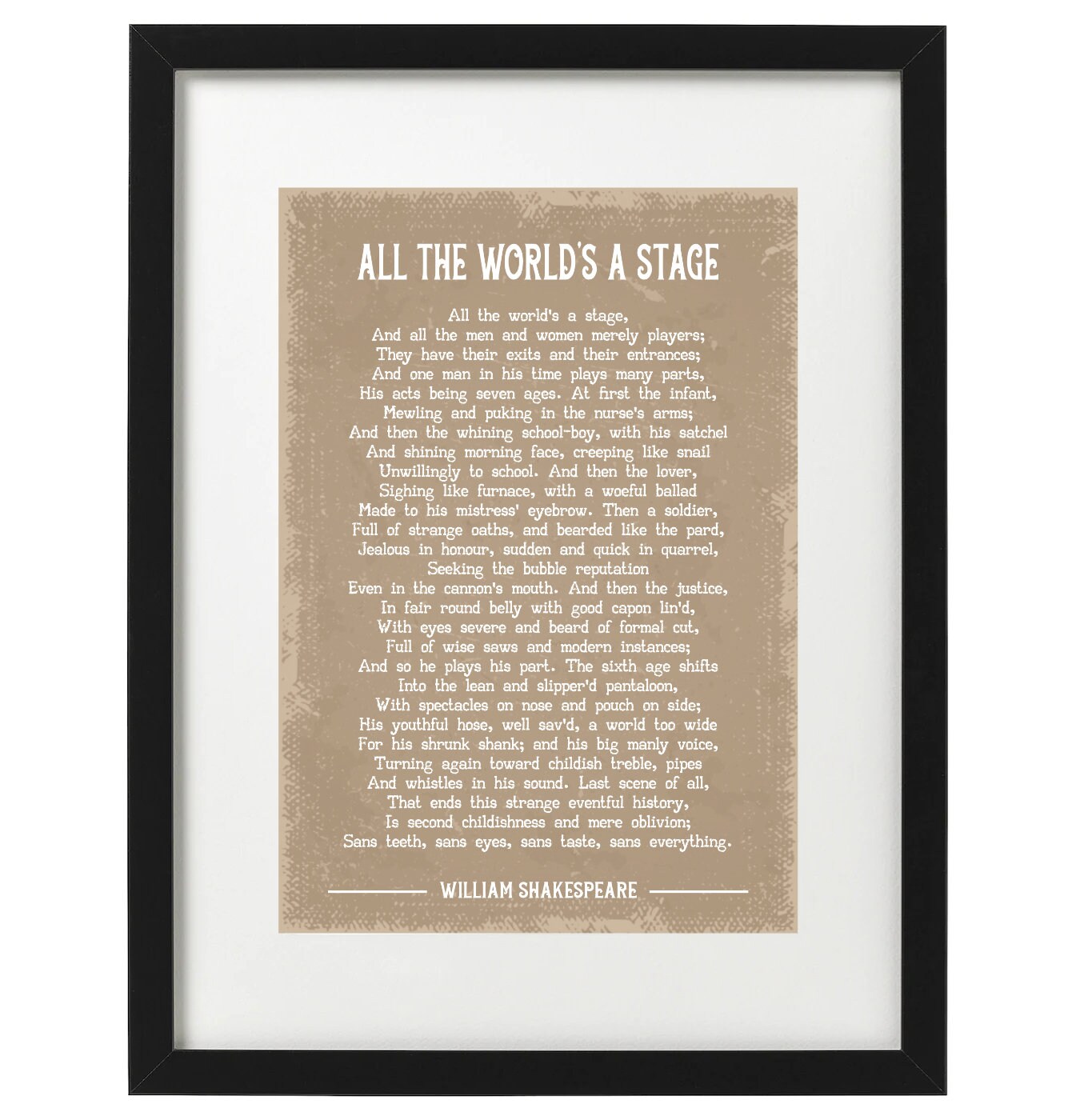 William Shakespeare All the Worlds a Stage Art Print - Etsy UK