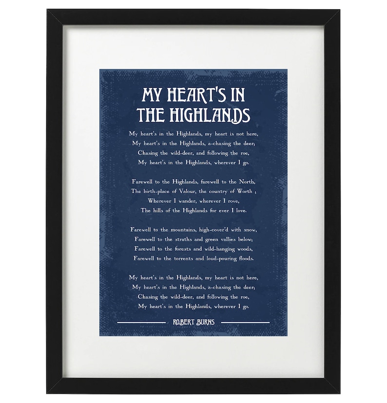Robert Burns My Heart's in the Highlands Poem Art Print - Etsy