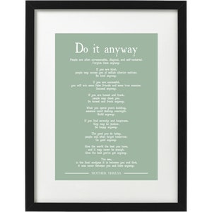Mother Teresa Do It Anyway Poem Art Print - Etsy