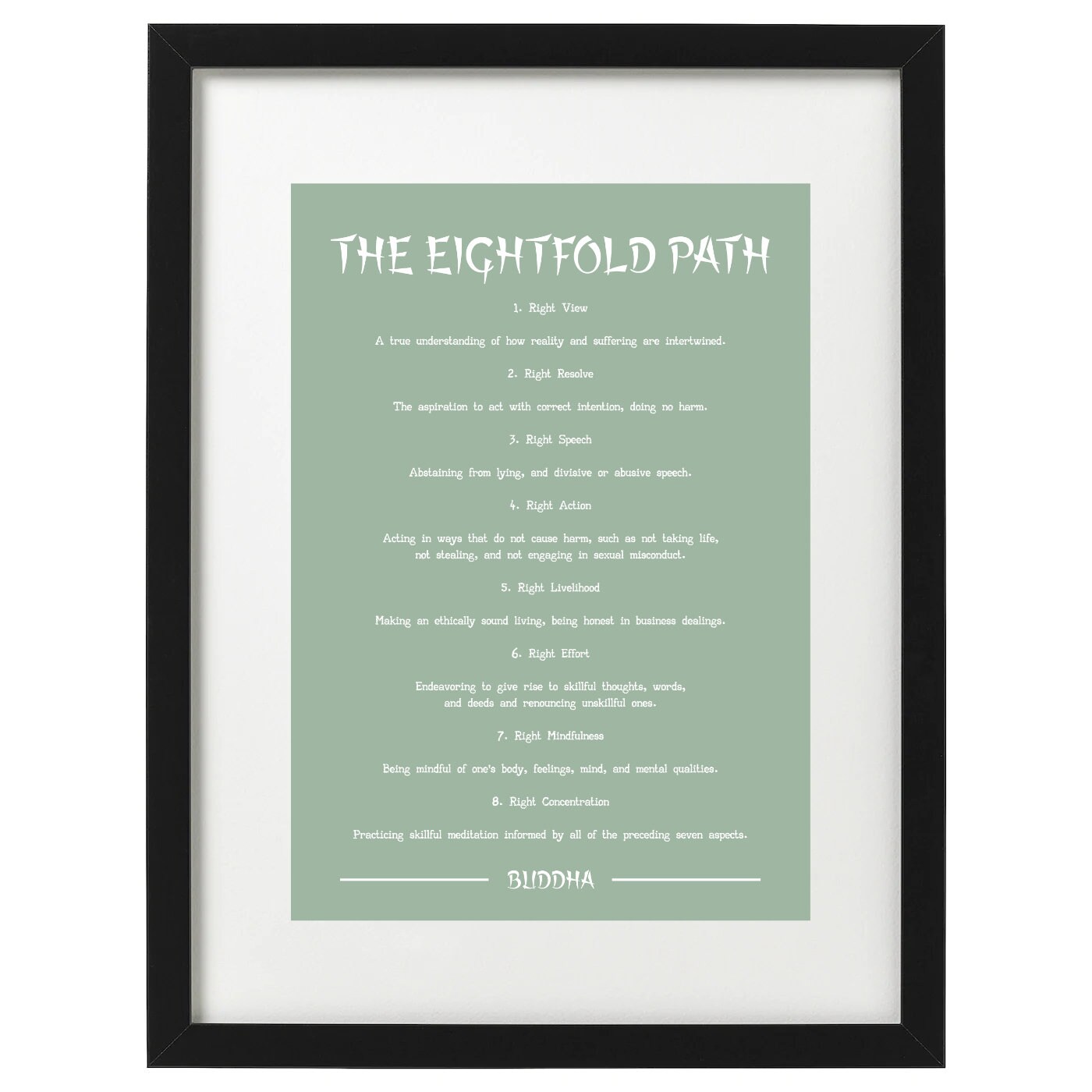 Buddhism the Eightfold Path Buddha Art Print - Etsy