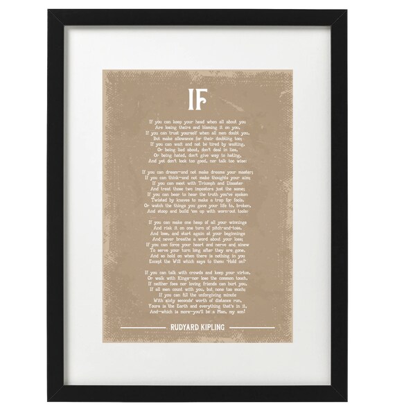 Rudyard Kipling If poem art print | Etsy