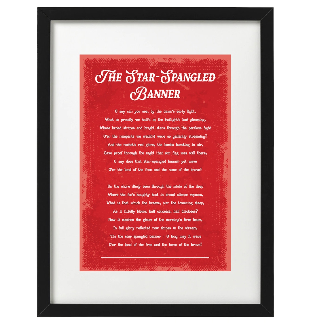 USA National Anthem the Star Spangled Banner Art Print - Etsy